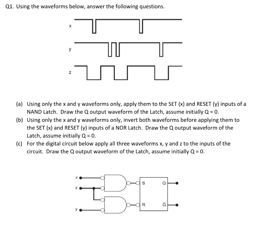 Q1 Using The Waveforms Below Answer The Following Questions A Using Only The X And Y Waveforms 