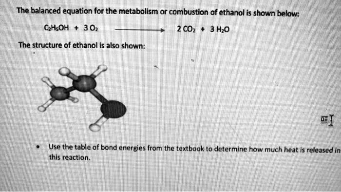 SOLVED: The balanced equation for the metabolism or combustion of ...