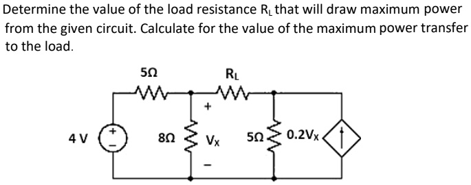 Determine the value of the load resistance RL that will draw maximum power from the given ...