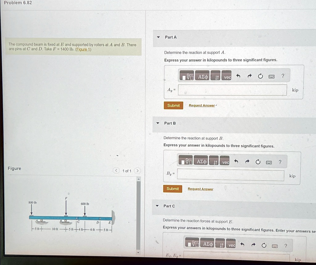problem 682 the compound beam is fixed at e and supported by rollers at ...
