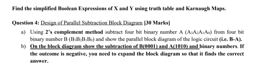 Find the simplified Boolean Expressions of X and Y using truth table ...