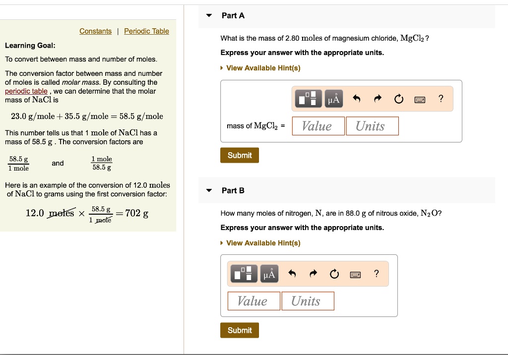 Learning Goal: Constants | Periodic Table To convert between mass and ...