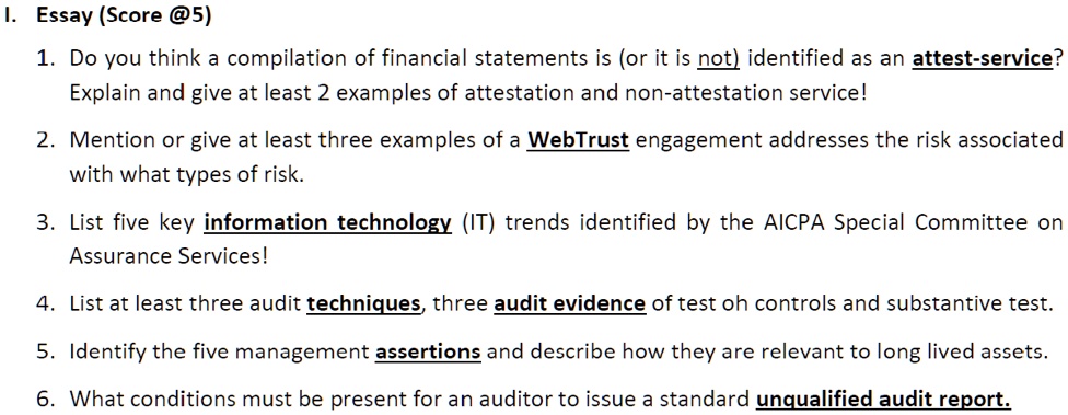 SOLVED: Essay (Score @5) Do you think a compilation of financial ...