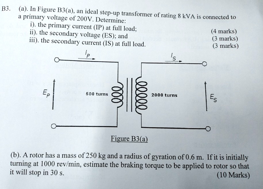 b3 a in figure b3a an ideal primary step up transformer of voltage of ...