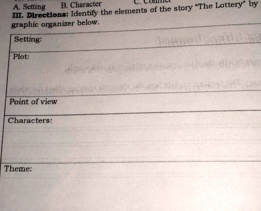 a settingiii directions identify the elements of the story the lottery ...