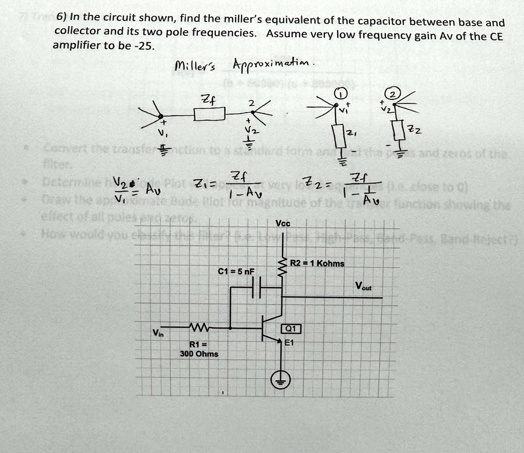 6 in the circuit shown find the millers equivalent of the capacitor ...