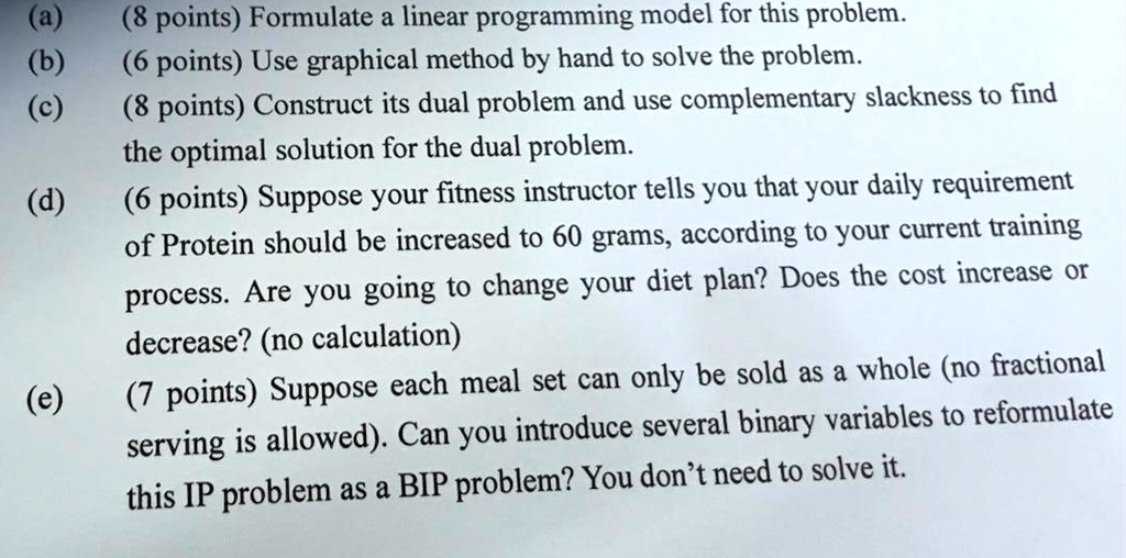 Solved 8 Points Formulate A Linear Programming Model For This Problem B 6 Points Use 