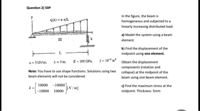 SOLVED: In the figure, the beam is homogeneous and subjected to a linearly increasing ...