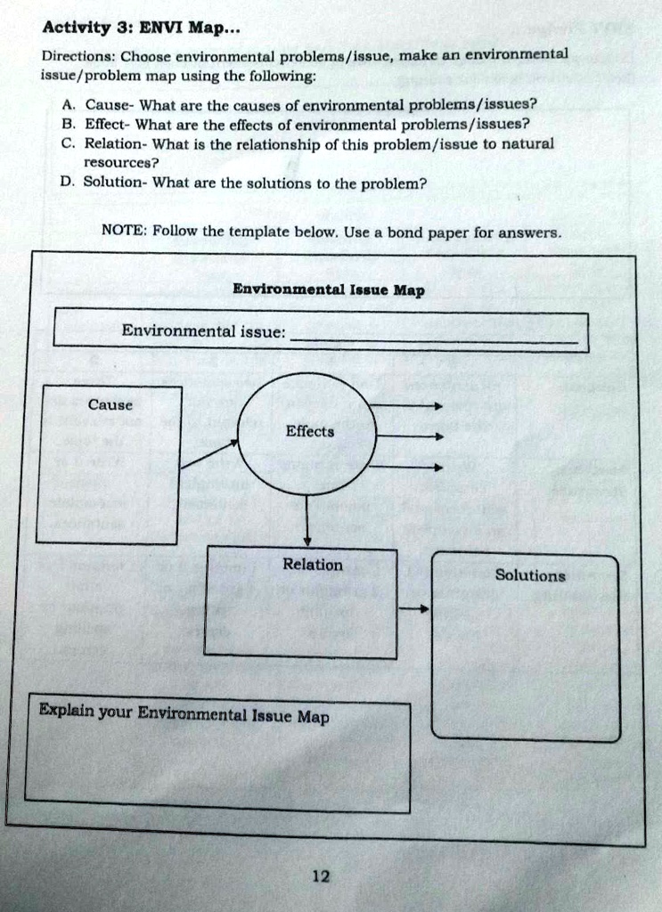 Activity 3: ENVI Map... Directions: Choose environmental problems/issue, make an environmental ...