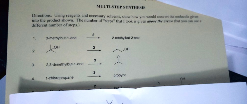 SOLVED: MULTI-STEP SYNTHESIS Directions: Using reagents and necessary solvents, show how You ...