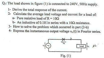 qi the load shown in figure i is connected to 240v sohz supply derive the total response ofthe ...