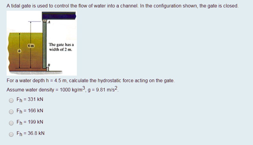 SOLVED: A tidal gate is used to control the flow of water into a ...