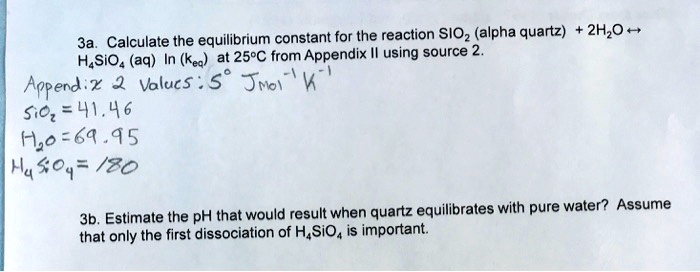 SOLVED: Calculate the equilibrium constant for the reaction SIO2 (alpha ...