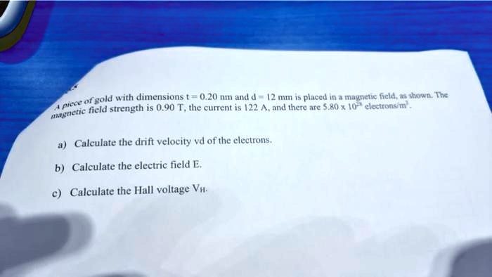 SOLVED: a Calculate the drift velocity vd of the clectrons. bCalculate ...