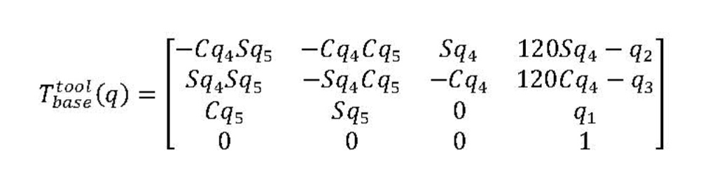 SOLVED: The arm matrix of a five-axis robot with tool roll motion is ...
