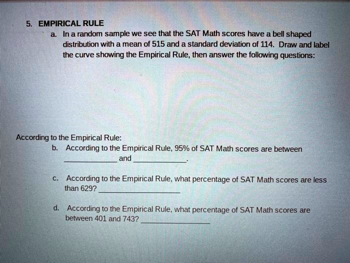 empirical rule in a random sample we see that the sat malh scores have ...