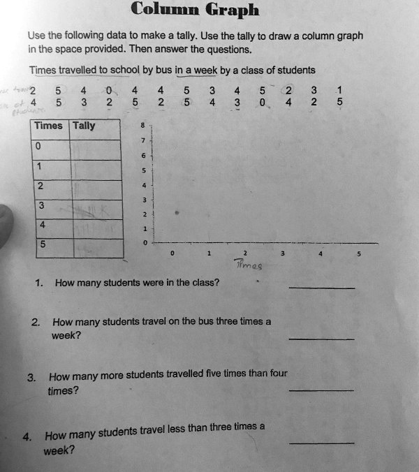 column graph use the following data to make a tally use the tally to draw a column graph in the ...
