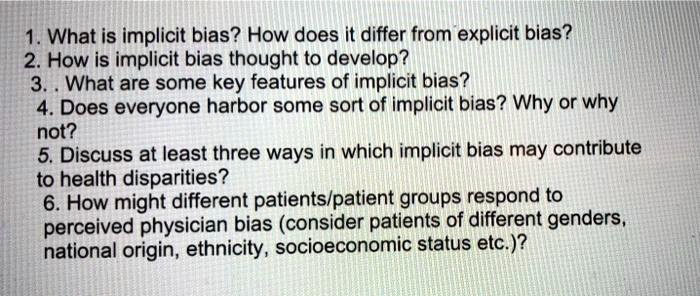 SOLVED: What is implicit bias? How does it differ from explicit bias? How is implicit bias ...