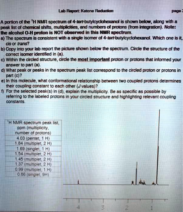 SOLVED: A portion of the 'H NMR spectrum of 4-tert-butylcyclohexanol is shown below, along with ...