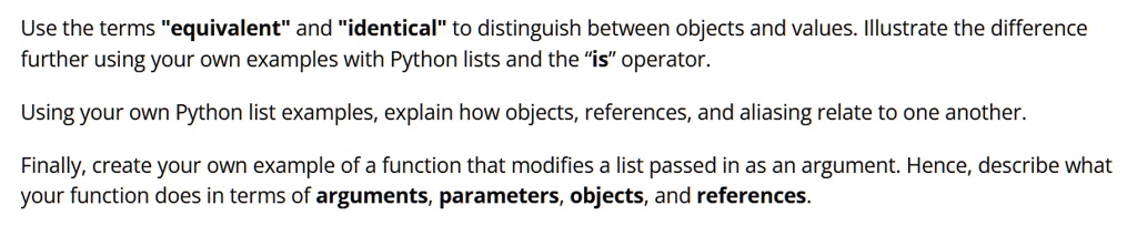 Use The Terms Equivalent And Identical To Distinguish Between Objects And Values Illustrate 8949