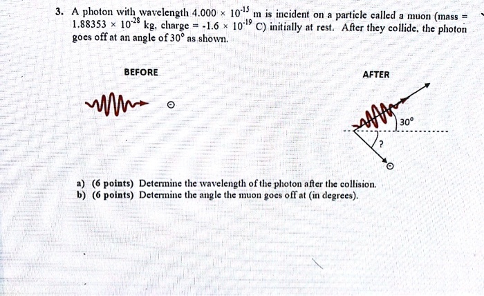 SOLVED: Text: The muon goes off at an angle of 30Â° as shown. BEFORE ...