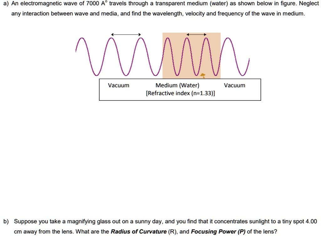SOLVED: a) An electromagnetic wave of 7000 A" travels through a ...