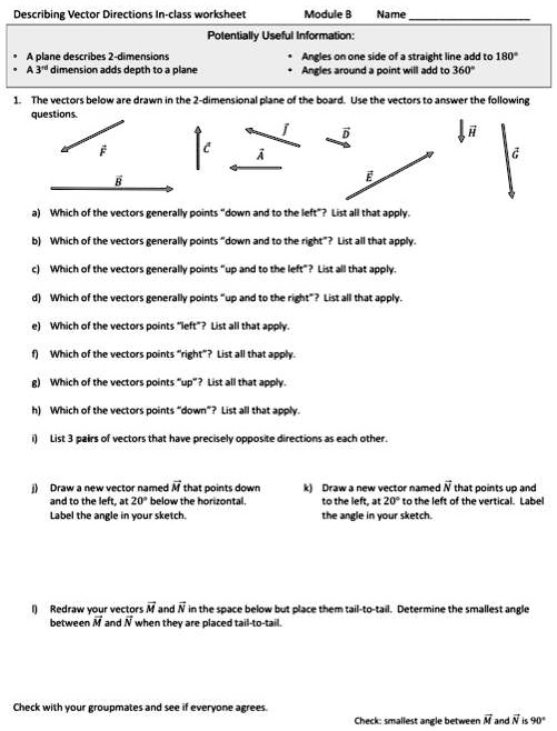 SOLVED: Describing Vector Directions In-class worksheet Module B ...