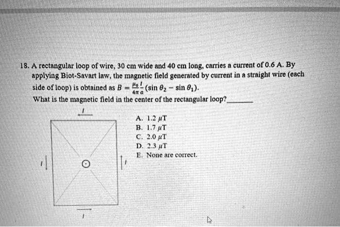 Solved A Rectangular Loop Of Wire 30 Cm Wide And 40 Cm Long Carries Current Of 06 A By