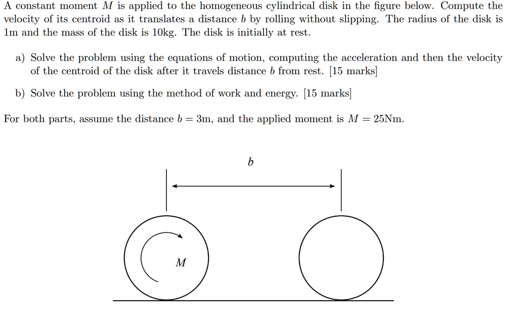 a constant moment m is applied to the homogeneous cylindrical disk in ...