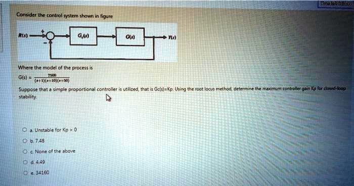the control system shown in figure g ga where the modelof the processis ...
