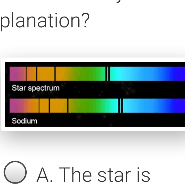 planation? Star spectrum Sodium A. The star is