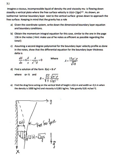 SOLVED: Imagine a viscous, incompressible liquid of density rho and ...