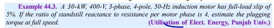 SOLVED: Example 443: A 30-kW, 400-V 3-phase, 4-pole, 50-Hz induction ...