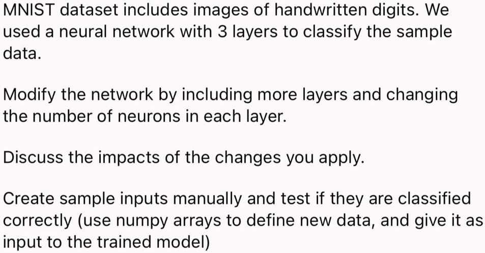 MNIST dataset includes images of handwritten digits. We used a neural network with 3 layers to ...