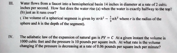 Water flows from a faucet into a hemispherical basin [4 inches in ...