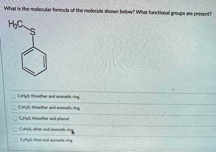 SOLVED:Whatis the molecular formula of the molecule shown below? What ...