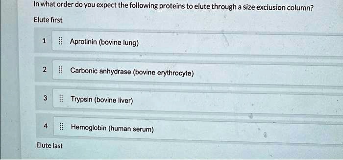 In what order do you expect the following proteins to elute through a ...