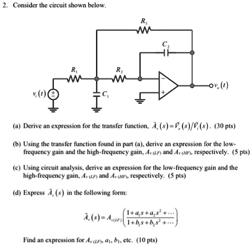 SOLVED: Consider the circuit shown below. R1, R2, R3, a) Derive an expression for the transfer ...
