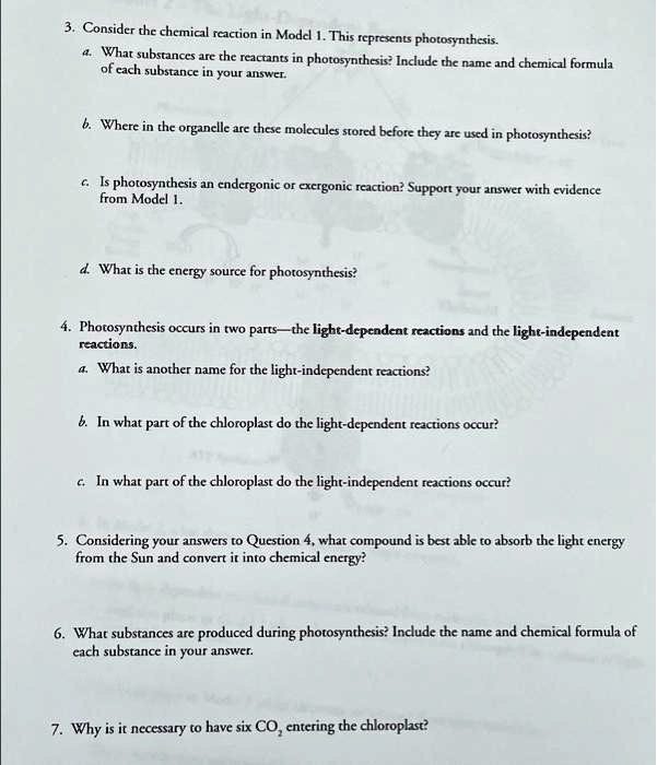 3. Consider the chemical reaction in Model 1. This represents ...