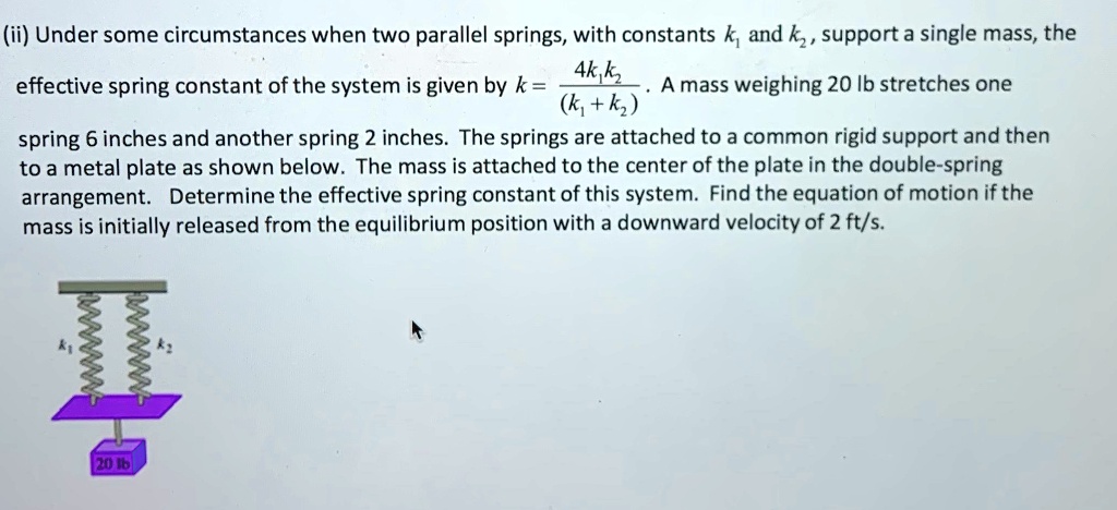 SOLVED:(ii) Under some circumstances when two parallel springs, with ...