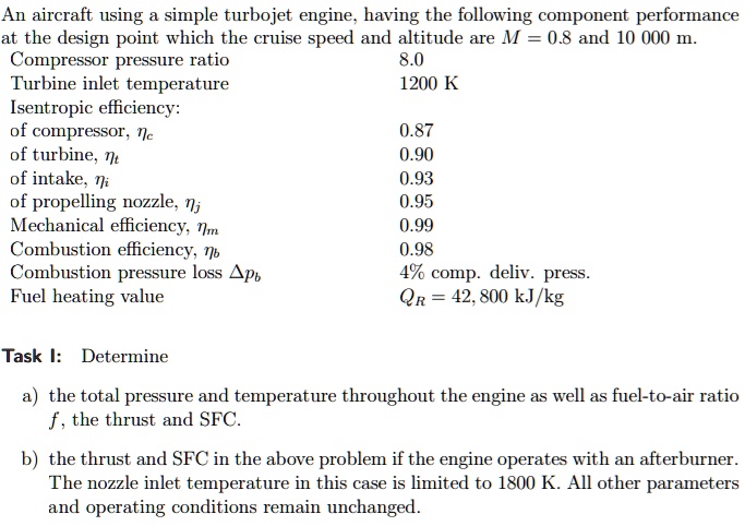 An aircraft using a simple turbojet engine, having the following ...
