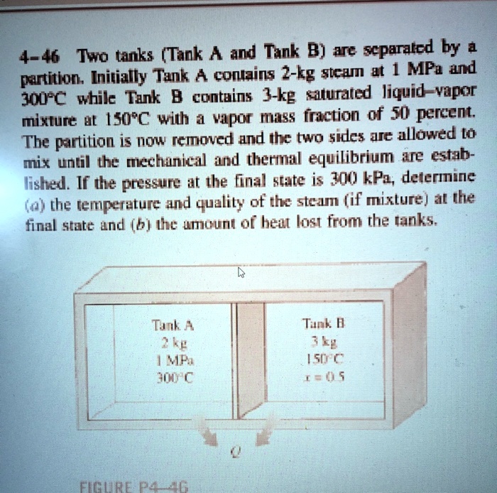 SOLVED: 4-46 Two tanks (Tank A and Tank B) are separated by a partition ... SOLVED: 4-46 Two tanks (Tank A and Tank B) are separated by a partition ...