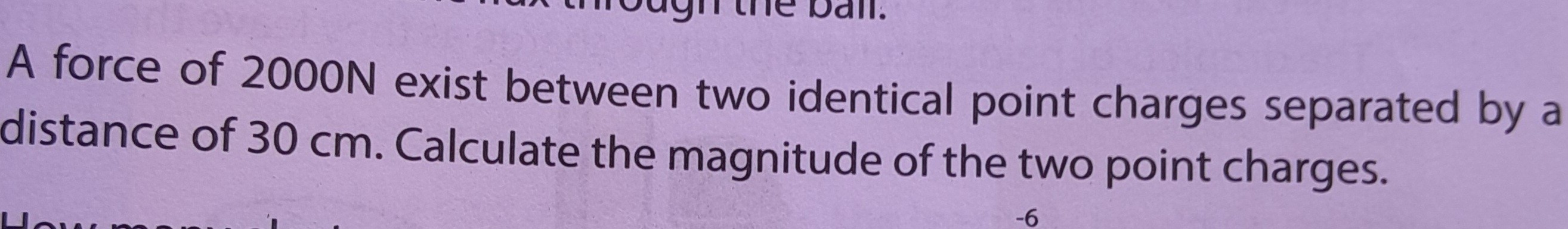 A force of 2000 N exist between two identical point charges separated ...
