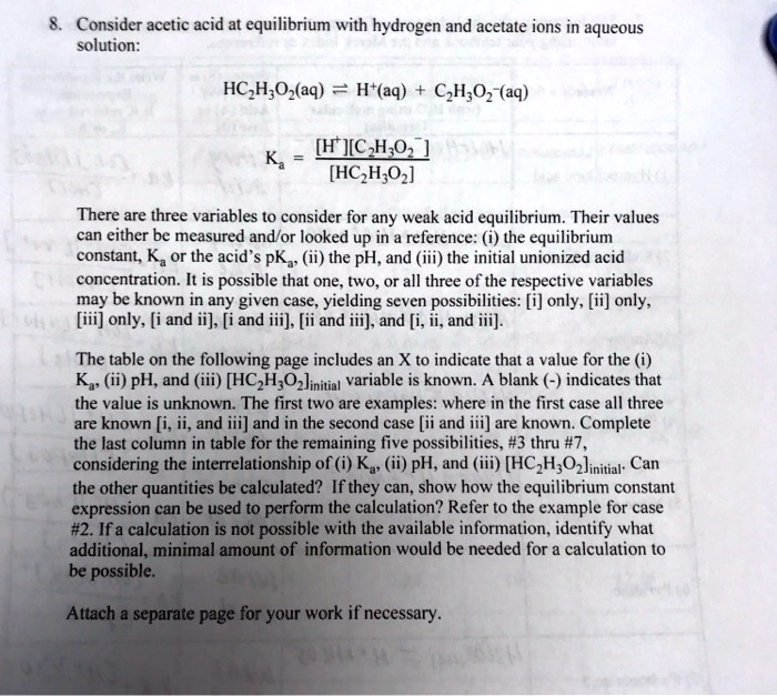 SOLVED: Consider acetic acid at equilibrium with hydrogen and acetate ...