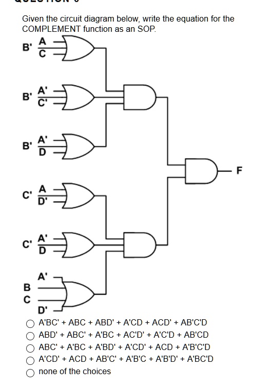 Given the circuit diagram below, write the equation for the COMPLEMENT ...