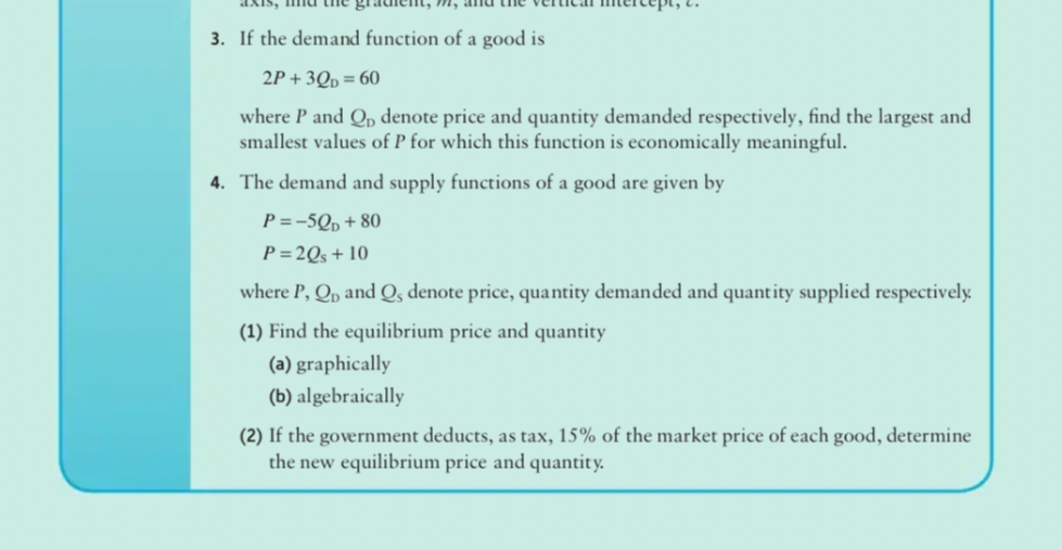 SOLVED: 3. If the demand function of a good is 2 P+3 QD=60 where P and ...