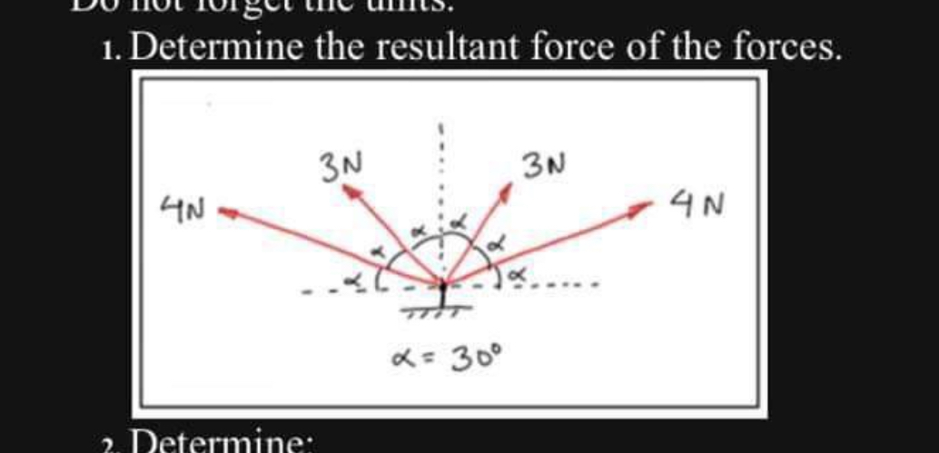 SOLVED: 1. Determine the resultant force of the forces.