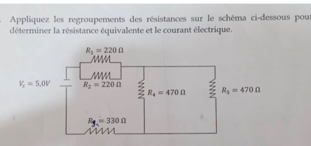 SOLVED: Appliquez les regroupements des résistances sur le schéma ci ...