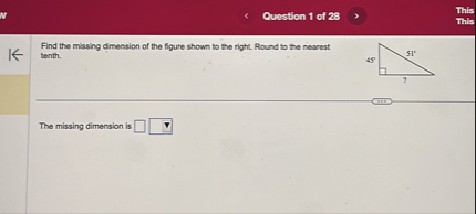 SOLVED: Question 1 of 28 Find the missing dimension of the figure shown ...