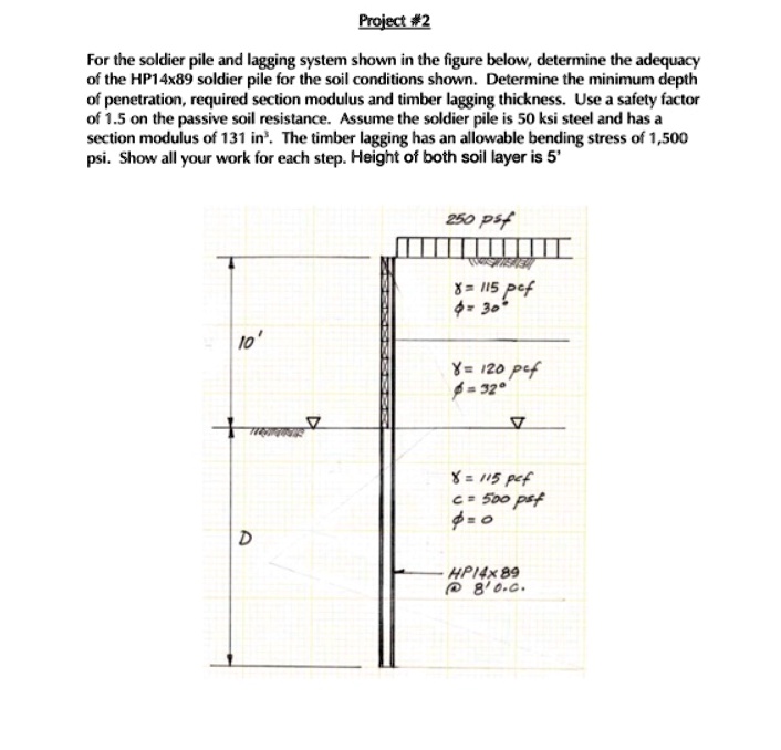 SOLVED: "Please Help Prcjectu2 For the soldier pile and lagging system ...